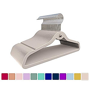 TQVAI 50 Pack Cascading Velvet Hangers with Chrome Hooks Ultra Thin No Slip Clothes Hangers, Beige