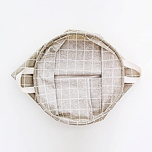 Saterkali 43L Large Laundry Basket with Reinforced Handle, Large Capacity High Durability Space-Saving Cotton Linen Folding Type Clothes Toys Laundry Bucket Laundry Hamper for Clothes & Toys Beige