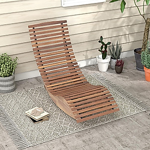 Tangkula Outdoor Acacia Wood Rocking Chair, Porch Rocker with Widened Slatted Seat and High Back, Wooden Rocking Patio Chair, Outdoor Rocking Sun Lounger for Backyard, Garden