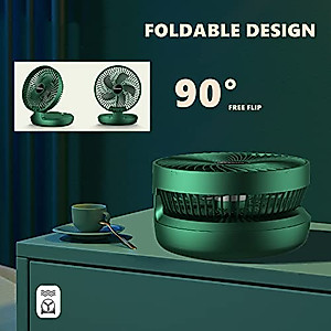 Chchmu USB Desk Fan Mini 8 Inch Foldable Desktop Table Fans 3 Speeds Personal Quiet Fan with Strong Airflow Portable Cooling Fan with Head Adjustable for Home Bedroom Office Table & Desktop, Green