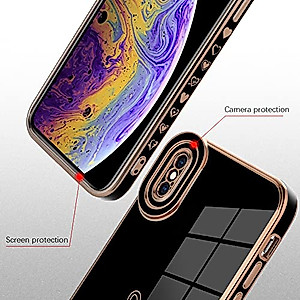 Bonoma Compatible with iPhone Xs Max Case Love Heart Plating Electroplate Luxury Elegant Case Camera Protector Soft TPU Shockproof Protective Corner Back Cover iPhone Xs Max Case -Black