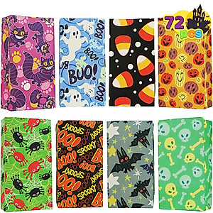 JOYIN 72 pcs 8 Assorted Designs Halloween Paper Candy Treat Bags for Kids, Halloween Party Favors, Halloween Snacks, Event Party Favor Supplies, Halloween Trick or Treat Bags, Classroom Goody Bags