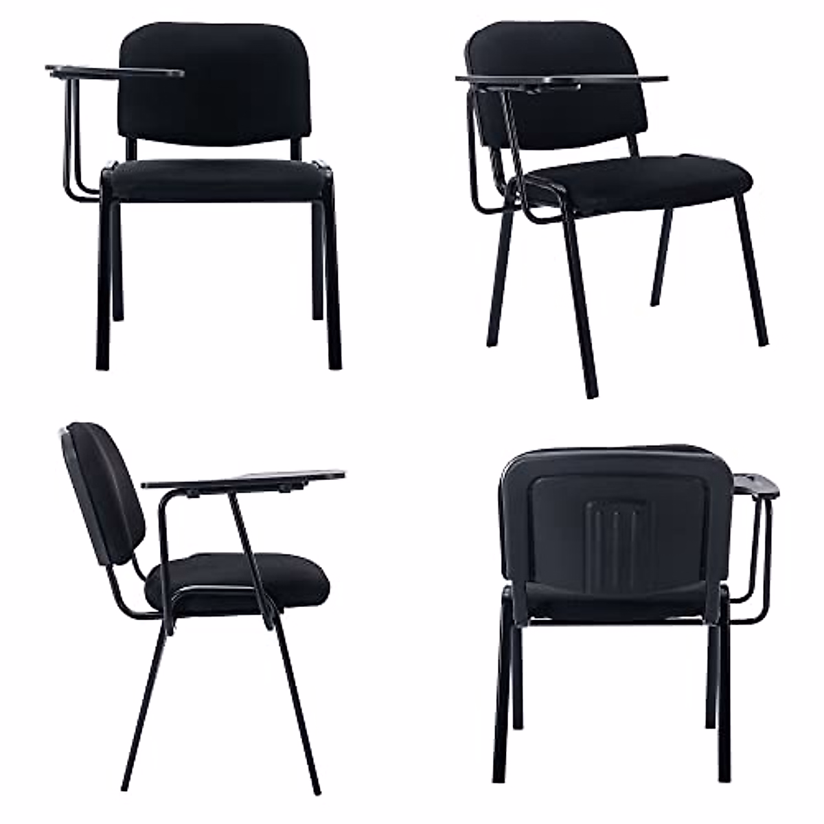 HNY Black Tablet Arm Chairs Set of 15, Mesh Office Waiting Room Chairs Guest Nesting Stacking Chairs, Reception Chairs with Flip-Up Table Conference Chairs for School Classroom Training Meeting Room