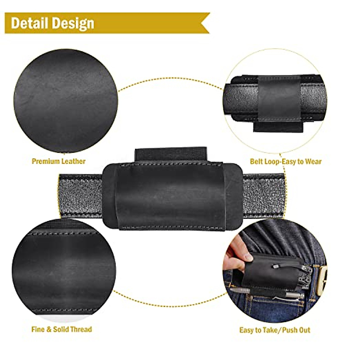 VIPERADE PJ33 Leather Knife Sheaths for Belt, Pocket Knife Holster, Pocket Knife Sheath, Horizontal Leather Knife Belt Holder