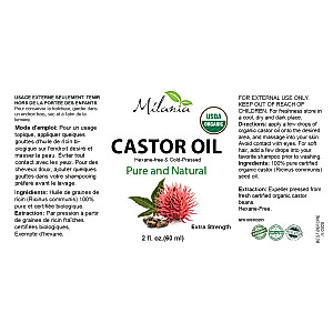 Premium Organic Castor Oil (2 fl. oz.) - Pure Cold-Pressed Beauty & Skincare Serum - Eyelash & Eyebrow Hair Growth Enhancer