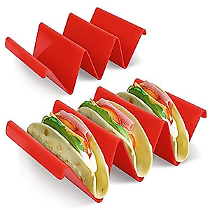 Sihuuu Taco Holder Stand set of 2 - Holds up to 3 tacos in each Taco Tray - Sturdy, Dishwasher and Microwave Safe