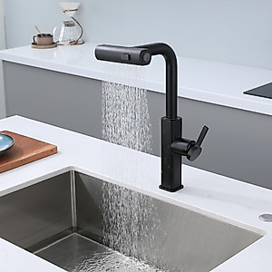 TRJIKAG Faucet Extender, 3 in 1 Sprayer Kitchen Sink Faucet Extender, Anti-Splash Kitchen Faucet Replacement Extender for Kitchen Sink, Black