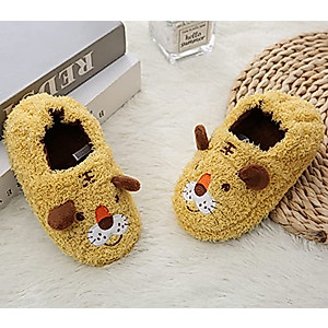 Enteer Baby Boys' Tiger Slipper Warm Plush Winter Rubber Home Slippers US 5-6