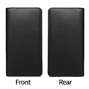 LLi Cufite Italian Calfskin Genuine Leather Checkbook Cover Deluxe Minimalist with Plastic Insert Flap Pen Loop & Strap for Men Women