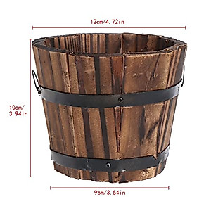 Retro Round Wooden Flower Pots Barrel Home Garden Office Balcony Bonsai Desktop Outdoor Decoration Planter