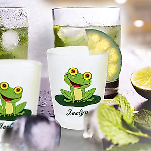 Personalized Custom Text Happy Frog Ceramic Shot Glass Cup