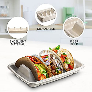MT Products Disposable Taco Plate/Holder with 3 Compartments Made of Pulp Fiber Material Keeps Your Tacos Upright (15 Pieces)