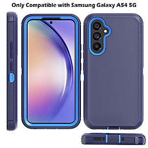 TASHHAR Phone Case for Samsung Galaxy A54 5G case,Heavy Duty Hard Shockproof Armor Protector Case Cover with Belt Clip Holster for Samsung A54 5G 2023 Phone Case (Navy Blue)