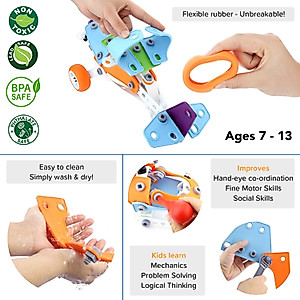 Toy Pal 7in1 STEM Toys for 6 7 8+ Year Old Boys Girls - 163 Pcs Engineering Construction Building Educational Toy for Boys Age 6-8 | STEM Activities Fun Birthday Gift