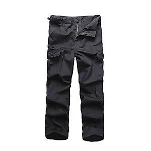 BACKBONE Boys Girls Kids Combat Army Ranger Camping Outdoor camo Cargo Pants Trousers (Size L = Waist 28", Black)