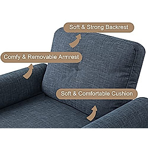 HOMERILLA Sectional Sofa, Modular Sofa, Modern Loveseat Living Room Seater Sofa with Armrest, Sleeper Bed Couch, Washable U-Shape Sofa, L-Shape Sofa with Ottomans, 7-Seat Sofa, Denim Blue