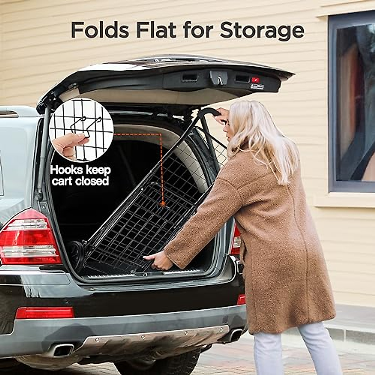 Pipishell Shopping Cart with Dual Swivel Wheels for Groceries, Compact Folding Portable Cart Saves Space, with Adjustable Handle Height, Lightweight Easy to Move Holds up to 70L/Max 66Ibs, PITUC1