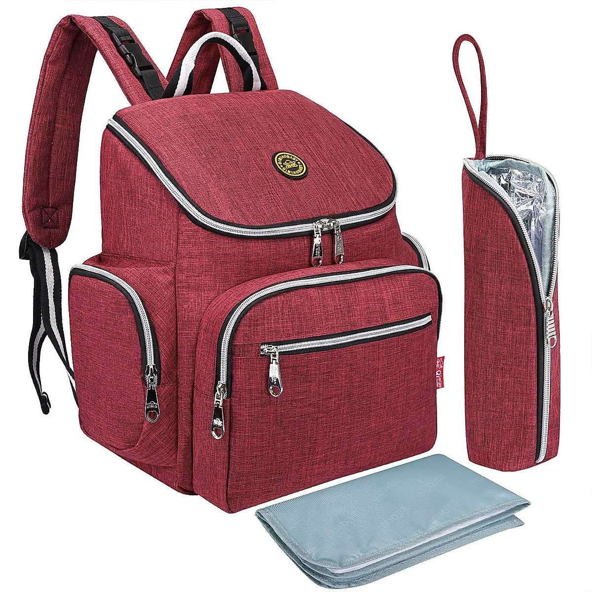 Qimiaobaby Lightweight Diaper Bag, Mommy goes Out to Store Diaper Backpack (Red Win)