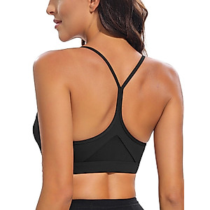 RUNNING GIRL Sports Bras for Women,Y-Back Workout Bras Padded Supportive Black Sports Bra Plue Size(WX2915Black,L)