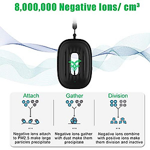 WOOLALA Nylon Lanyard Mini Necklace Ions Generator Wearable Necklace USB Rechargeable for Office/Travel/Crowded Place