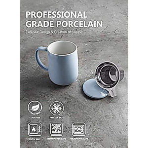 Sweese 20 OZ Porcelain Tea Mug with Infuser and Lid, Loose Leaf Tea Cup, Gifts for Tea Lover, Lilac - 204.110