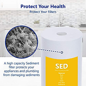 Express Water – 12 Pack Sediment Replacement Filter – Whole House Replacement Water Filter – SED High Capacity Water Filter – 5 Micron Water Filter – 4.5” x 10” inch…