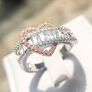 925 Fashion Trend Two Tone Ring Exquisite Simulation Diamond Heart-Shaped Female Ring Micro-Inlaid Push Cubic Zircon Ring S925 Ring Fashion Luxury Diamond Wedding Ring Engagement Ring CZC518 (8)