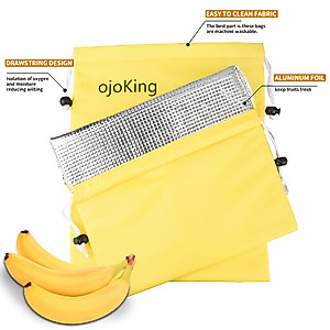 ojoking Yellow Banana Storage Bag keeps fresh for a long time, reusable fruit storage bag,keep bananas fresh,banana saver，banana bags to prevent ripening，(SET OF 2)