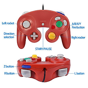 VOYEE GC Controller - 2 Pack Classic Wired Controllers Gamepad Replacement for Nintendo Wii Gamecube (Blue & Red)