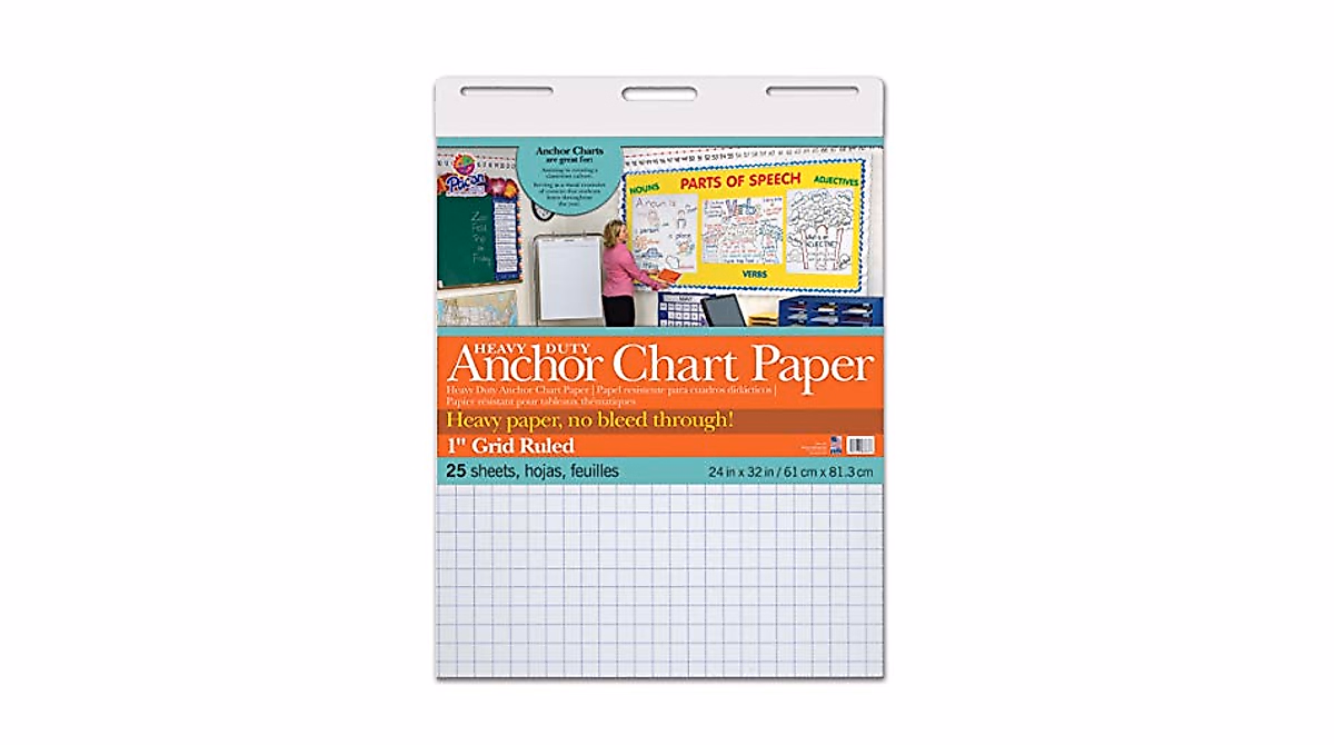 Pacon PAC3373 Heavy Duty Anchor Chart Paper, 1" Grid Ruled, 24" Width ...