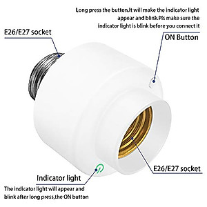 Bahong Smart WiFi Light Socket,Smart Home Mini Socket,E26/E27 Lamp Bulb Adapter with APP Remote Control Timer,Wireless Remote Control Lamp Holder,Only Support 2.4GHz Network (1PC)