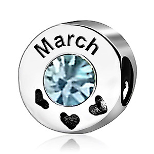 JMQJewelry Birthday Birthstone March Fleur De Lis Sister Daughter Family Heart Love Womens Bead Charms for Bracelsets Father Daughter Key Nana Easter Jewelry