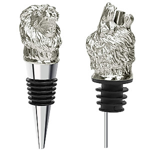 Coitak Lion Head Wine Pourer Spout, Wine Bottle Stopper for Home and bar, Animal Wine Pourer and Stopper With Silicone Rubber Fitting