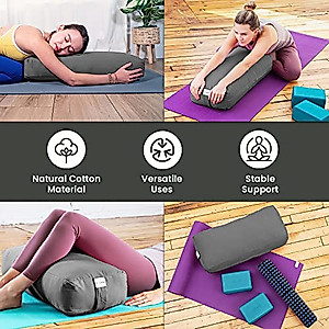 Sol Living Yoga Bolster Pillow Rectangular Meditation Cushion Cotton Meditation Accessories for Restorative Yoga Meditation Pillow Yoga Pillow Firm Body Pillow Bolster Pillow for Legs Removable Cover