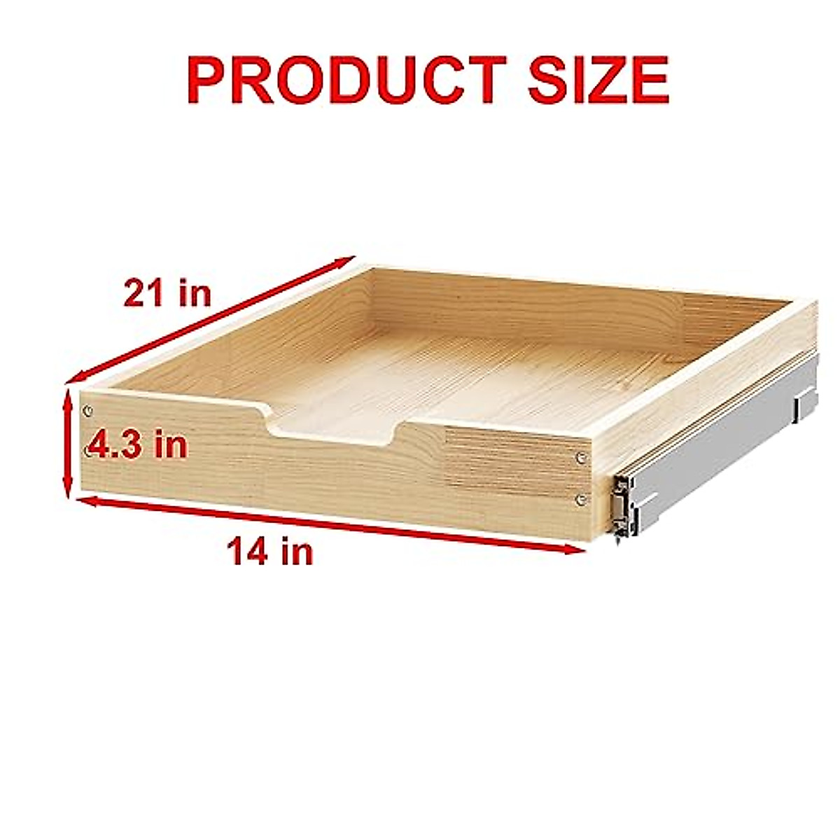 Sikarou Wood Pull Out Cabinet Organizer 14" W x 21" D, Heavy-Duty Sliding Drawers for Inside Cabinets Storage and Organization for Kitchen, Pantry, Bathroom