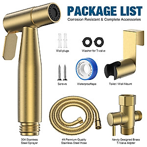 FREDI Bidet Sprayer for Toilet, Bidet Sprayer, Toilet Faucet, Jet Spray for Toilet, Muslim Shower, Toilet Sprayer, Ducha para Toilet(Gold)
