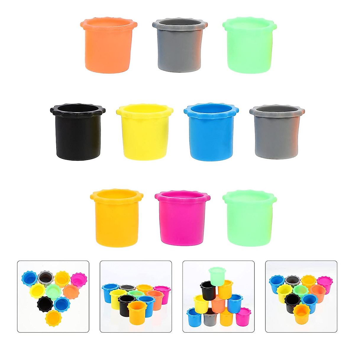 10pcs Shakeproof Anti- Rolling Wireless Handheld Microphone Protection Silicone Bottom Rod Sleeve Holder for KTV Device Random Color