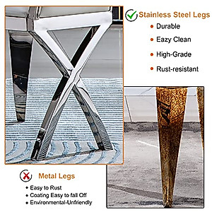 HomVent White Dining Chairs Set of 2 Leatherette Dining Room Chairs with High Back White Silver Dinner Chair Modern Kitchen Chair for Dining Table Kitchen Chairs with Chrome Legs Dining Table Chairs