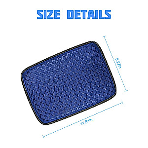 8sanlione Car Center Console Cushion Pad, 11.8"x8.3" Waterproof Non Slip PU Leather, Auto Armrest Seat Box Cover Protector for Men Women, Vehicle Interior Accessories for SUV, Truck, Van (Blue)