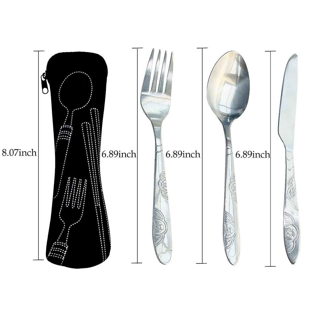 Silverware Flatware Set, RilexAwhile Set of 1 Stainless Steel Reusable Utensils to Go Lunch Set, Camping Flatware Set Knife, Fork and Spoon 3-Piece, for Camping and Travel