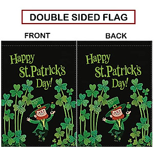 St Patricks Day Garden Flag Shamrocks Leprechaun Vertical Double Sided Burlap Flag 12.5 x 18 Inch Happy St.Patrick's Day Spring Holiday Farmhouse Outdoor Yard Decoration