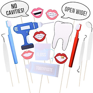 BinaryABC Dentist Photo Booth Props,Doctor Photo Booth Props,Dentist Graduation Party Supplies 16pcs