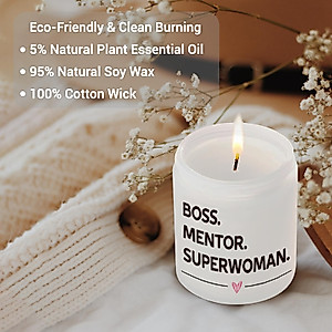 Hiipeenow Boss Gifts for Women, Handmade Natural Soy Wax Lavender Scented Candle Presents (7oz) - Boss Lady Gifts, Valentines Day Bosses Day Birthday Retirement Christmas Boss Gifts for Women Female