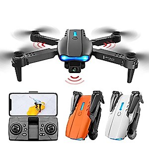 Dual 1080P HD FPV Camera Remote Control Mini Drone - 2.4G WiFi Start Speed Adjustment Altitude Hold Headless Mode Foldable RC Quadcopter Toys Gifts for Adults Beginners Kids (Black)