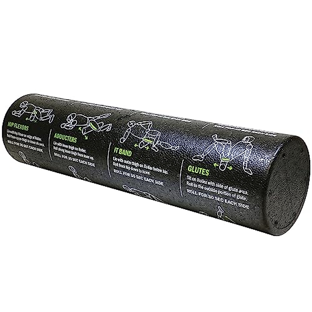 GoFit Dense Foam Massage Roller - with 12 Printed Exercises, GF-GDRL,Black
