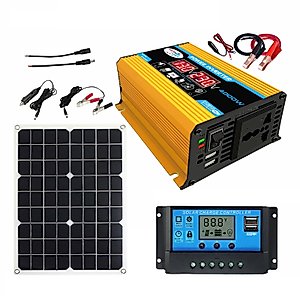 Weytoll Solar Panel System 18V 20W Solar Panel 30A Charge Controller with Dual USB Car Solar Inverter Kit Complete Power Generation Supply for Mobile Phones Sports Cameras, and 12V Car Batteries