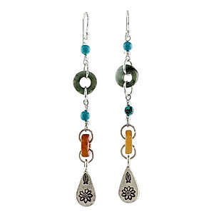 NOVICA Artisan Handcrafted Jade Earrings Silver Dangle | Turquoise Dangle Earrings Sterling Silver | Sterling Silver Beaded Earrings | Fine Sterling Silver Earrings | Multi Gem Earrings For Women