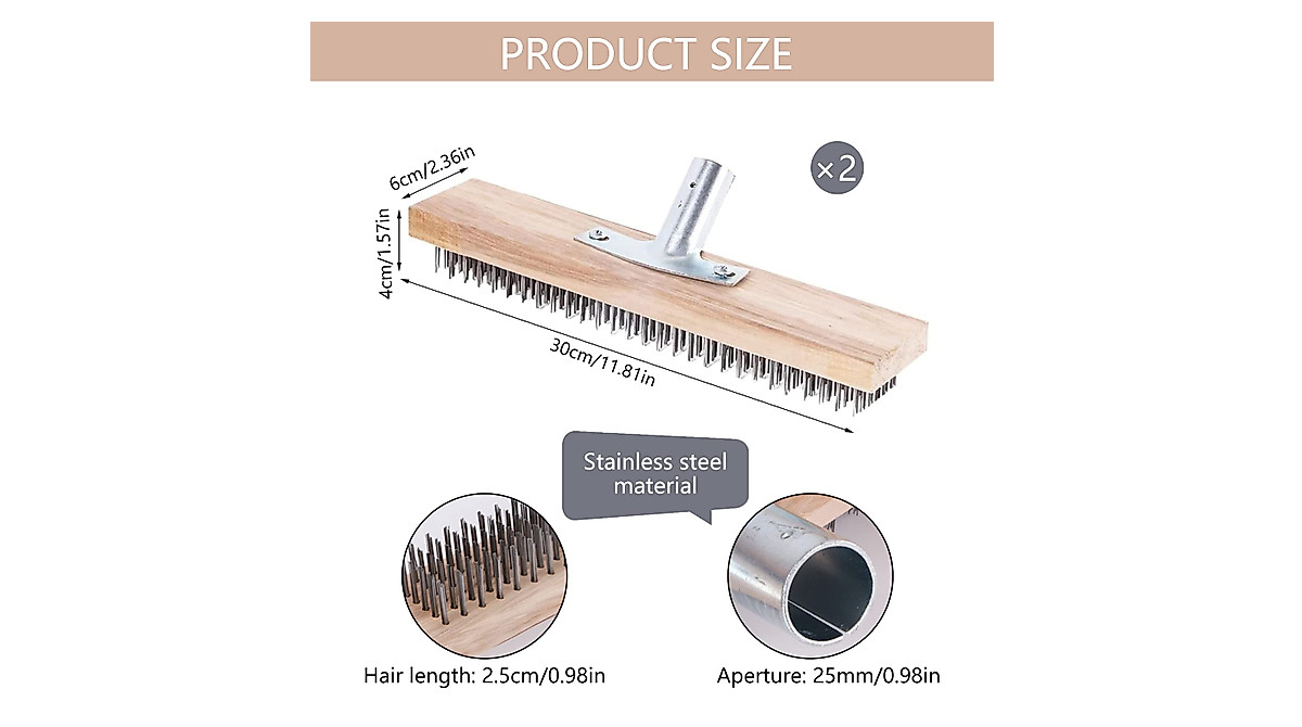 LIGEAROW Steel Brooms, 2PCS 11.8" Wire Broom Brush with Robust Metal ...