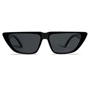 VANLINKER Trendy Polarized Cat Eye Sunglasses for Women Men Retro Square Shade Slim Frame VL9790 Black