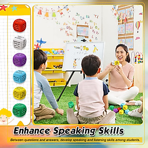 Hanaive 12 Pcs Learning Conversation Cubes Social Emotional Learning Activities Family Dice Game Speech Therapy For Kids Teacher Family Classroom (Foam)